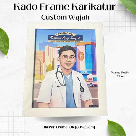 Kado Frame Karikatur Custom Wajah untuk Wisuda/Ultah/Pernikahan
